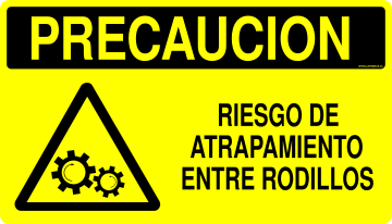 LETRERO PRECAUCION RIESGO DE ATRAPAMIENTO ENTRE RODILLOS