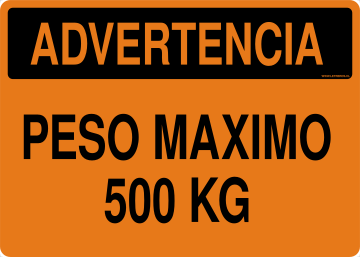 Advertencia peso maximo 500 kg | acorde norma chilena