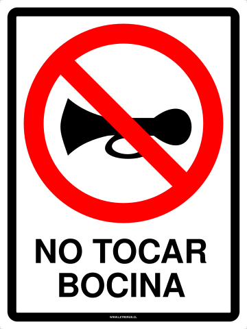 LETRERO NO TOCAR BOCINA