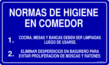 LETRERO NORMAS DE HIGIENE EN COMEDOR